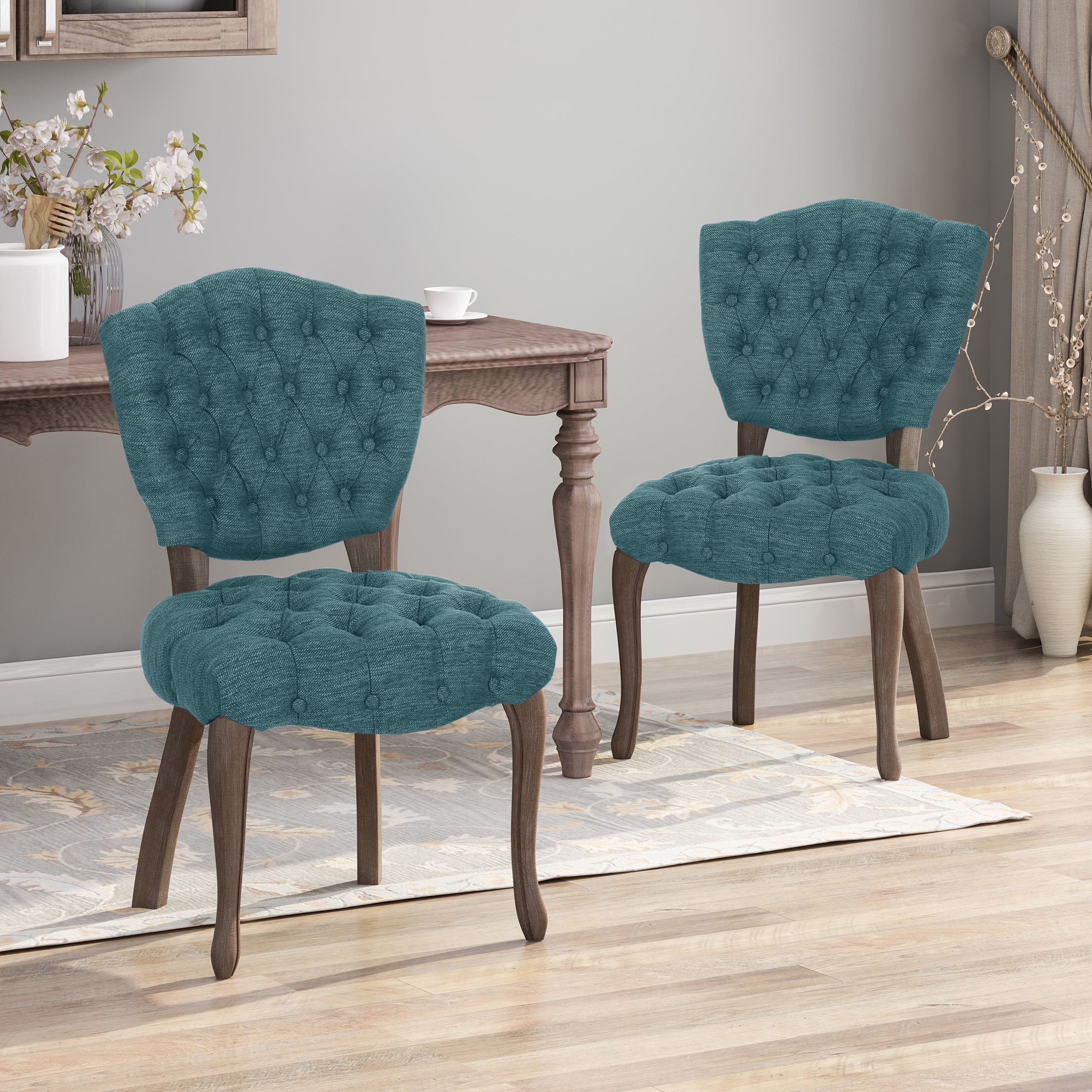 Dining Chairs, KD TUFTED CHAIR (WTHR) (SET OF 2), Teal Dining Room ...