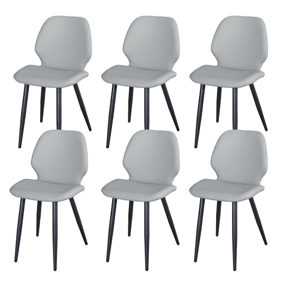 Dining Chairs Light Grey Leather Dining Chair with Metal Legs, Shell ...