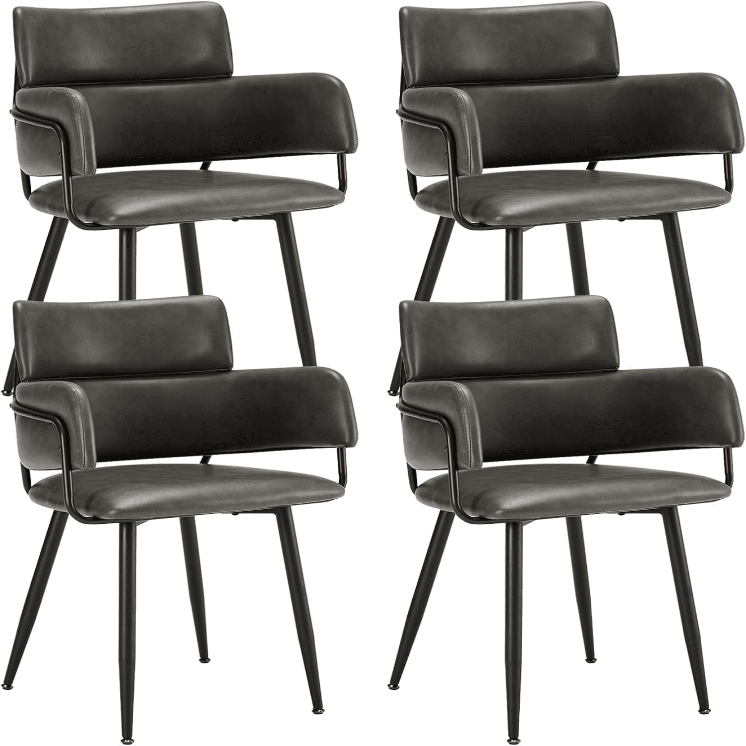 Dining Chairs Mid-Century & Farmhouse Style Upholstered Leather Accent ...