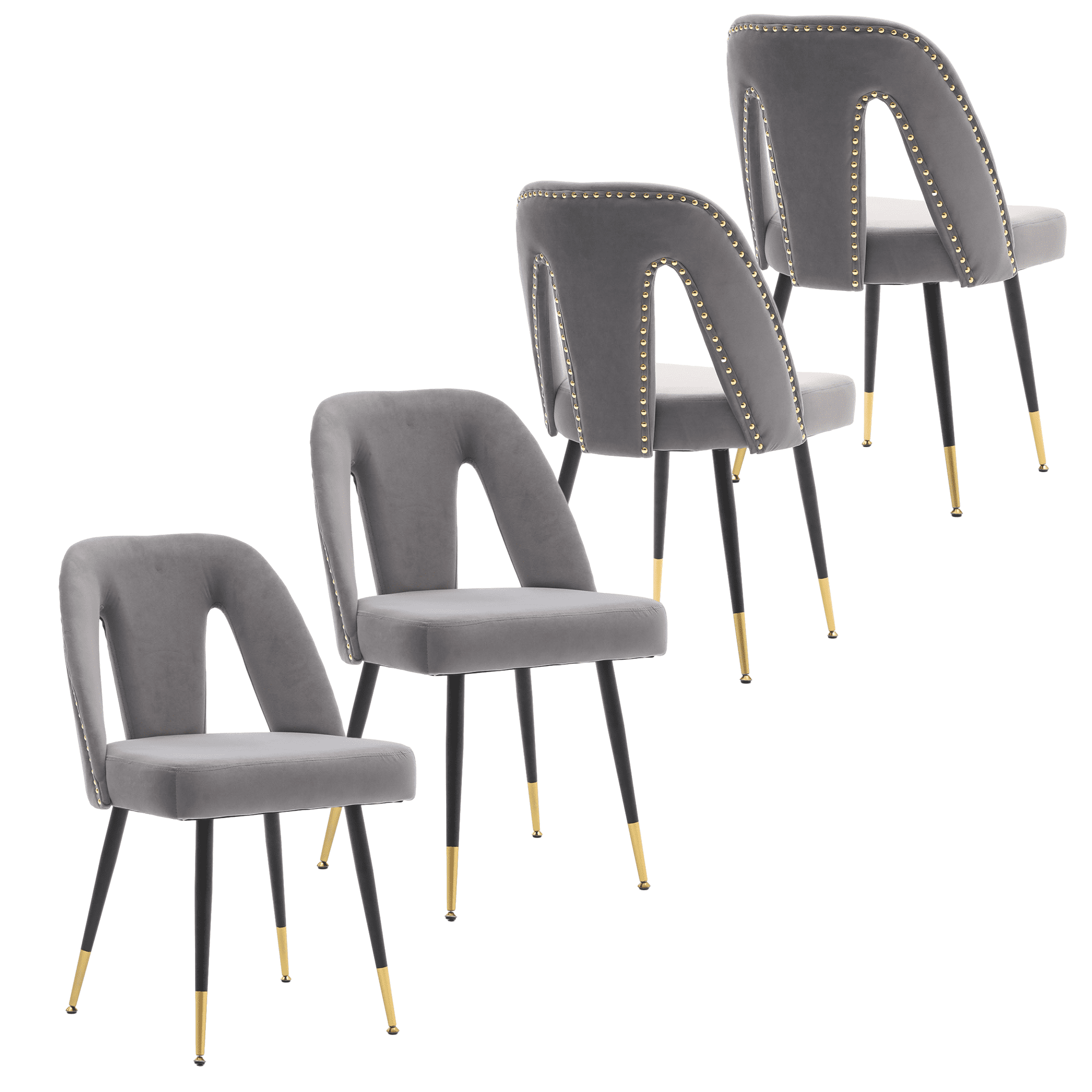 Rhomtree Velvet Tufted Dining Side Chairs, Gray (Set of 4) - Walmart.com