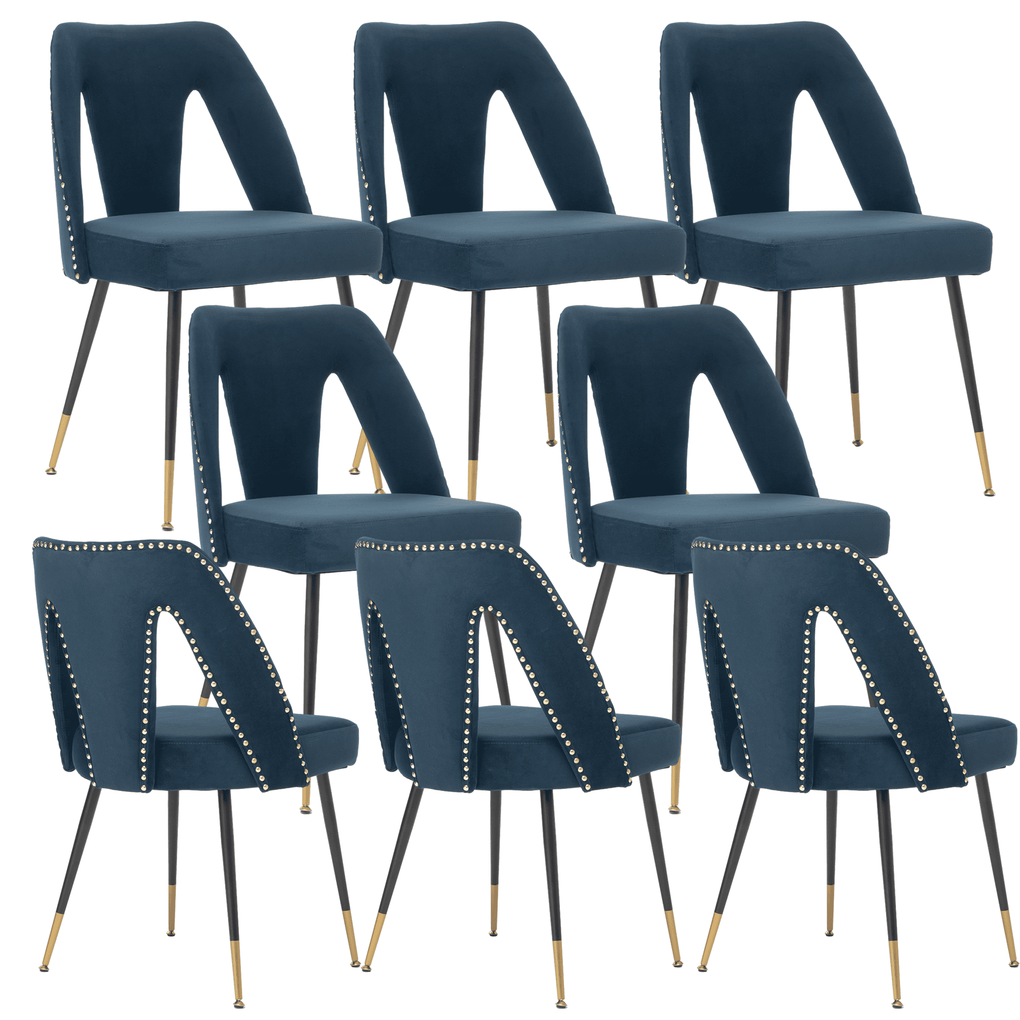 Rhomtree Modern Metal Tufted Dining Side Chairs, Blue (Set of 8 ...