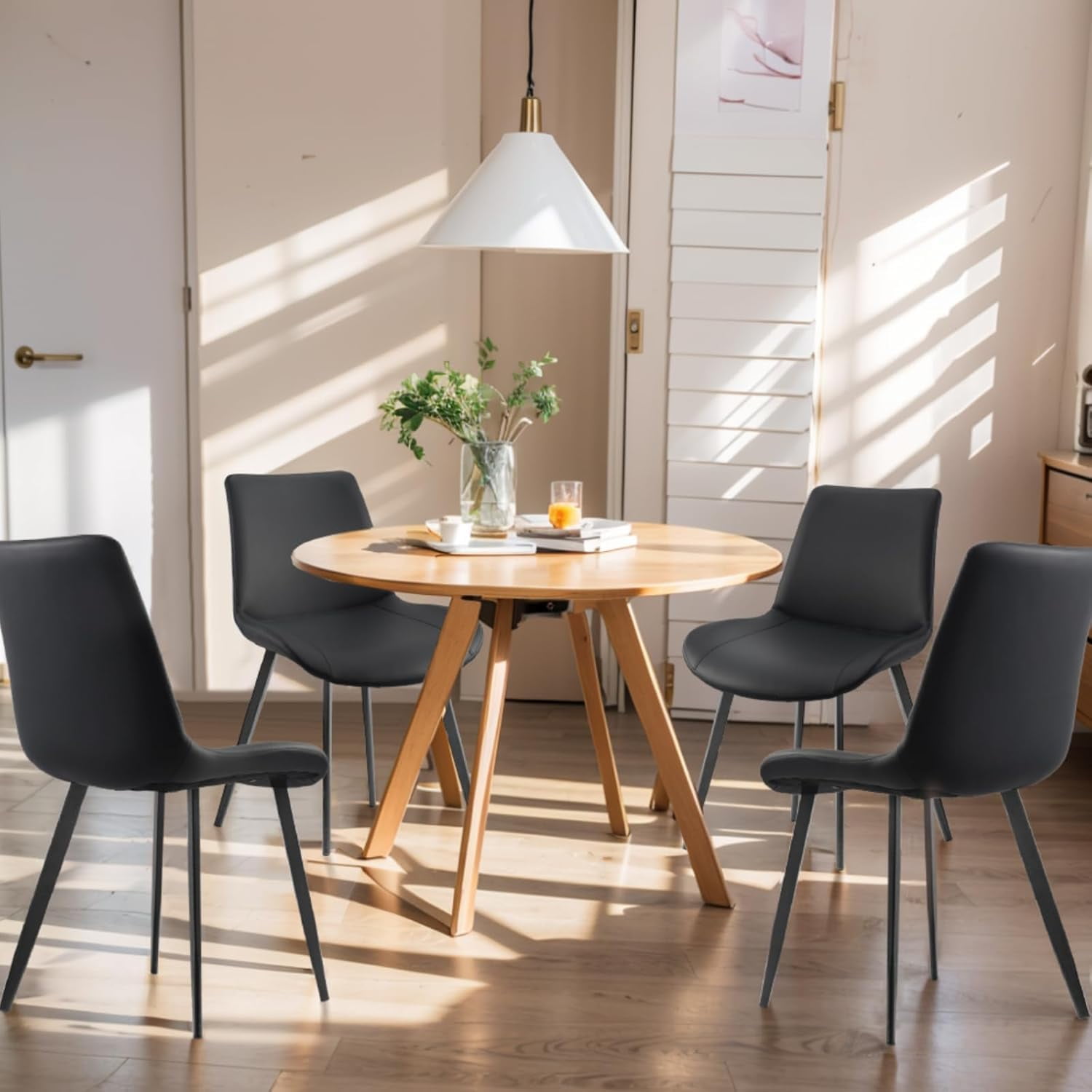 Dining Chairs, Modern PU Leather Dining Room Chair with Sturdy Metal ...