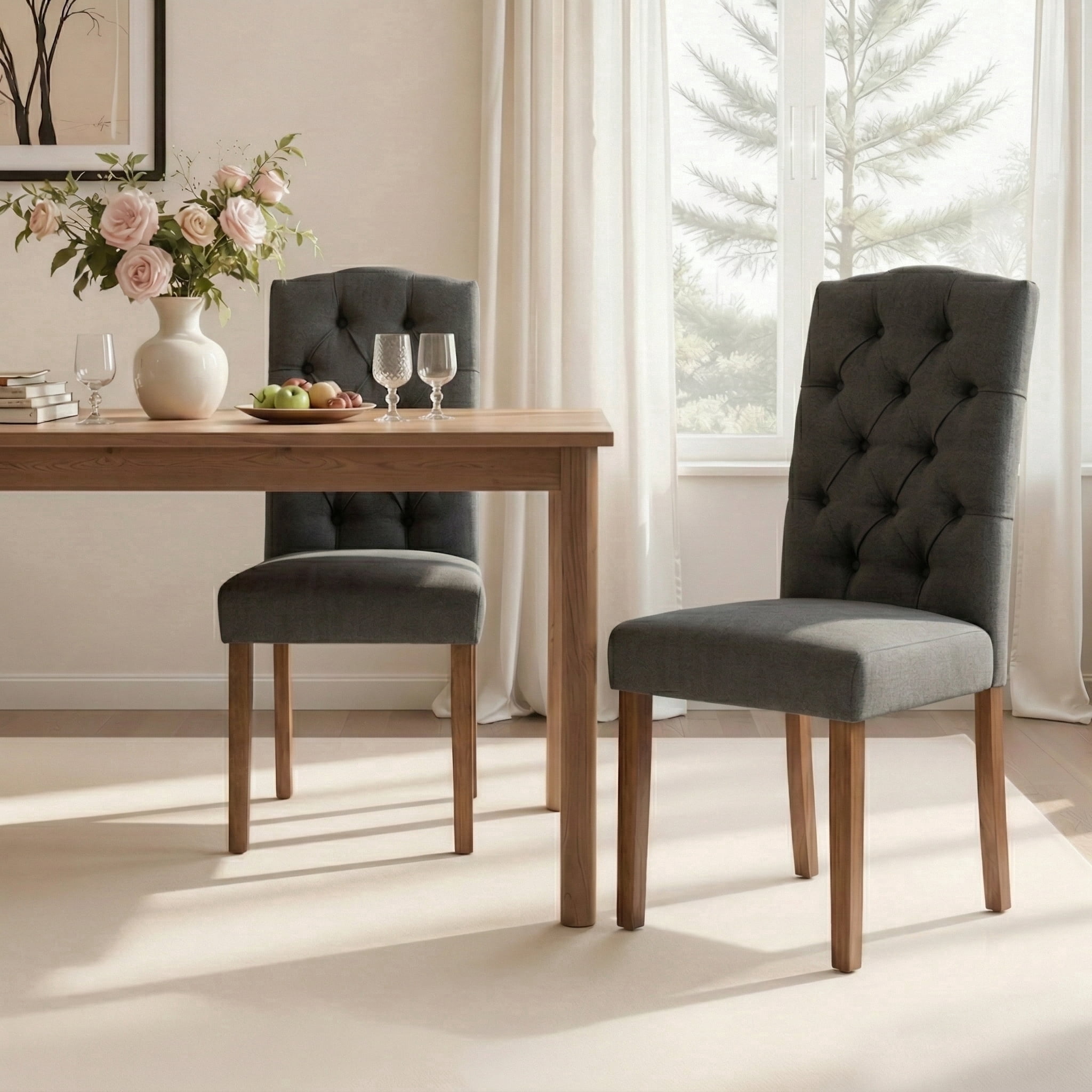 Snugway Dining Chairs Modern Upholstered Set of 2 Fabric Dining Chairs ...