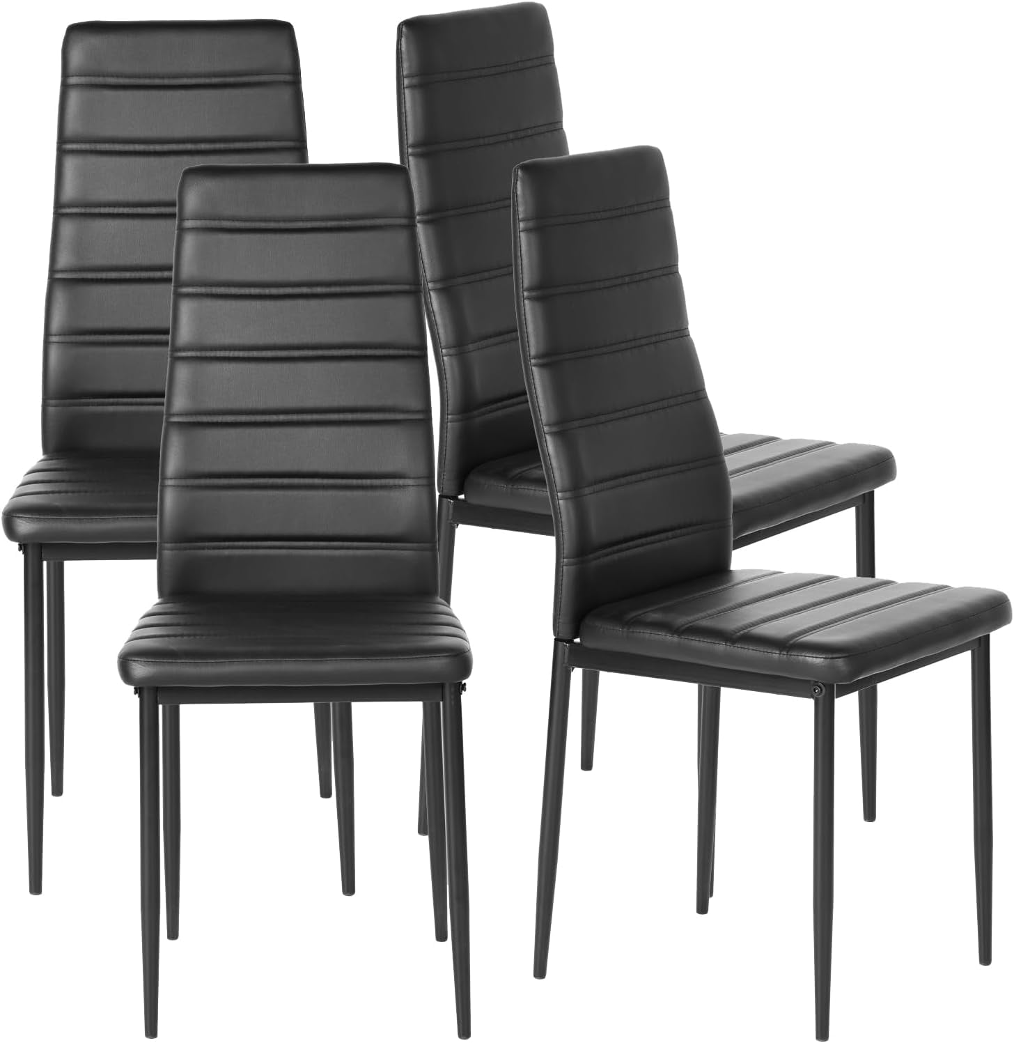 Dining Chairs PU Leather Set of 4, Armless High Back Upholstered Chairs ...