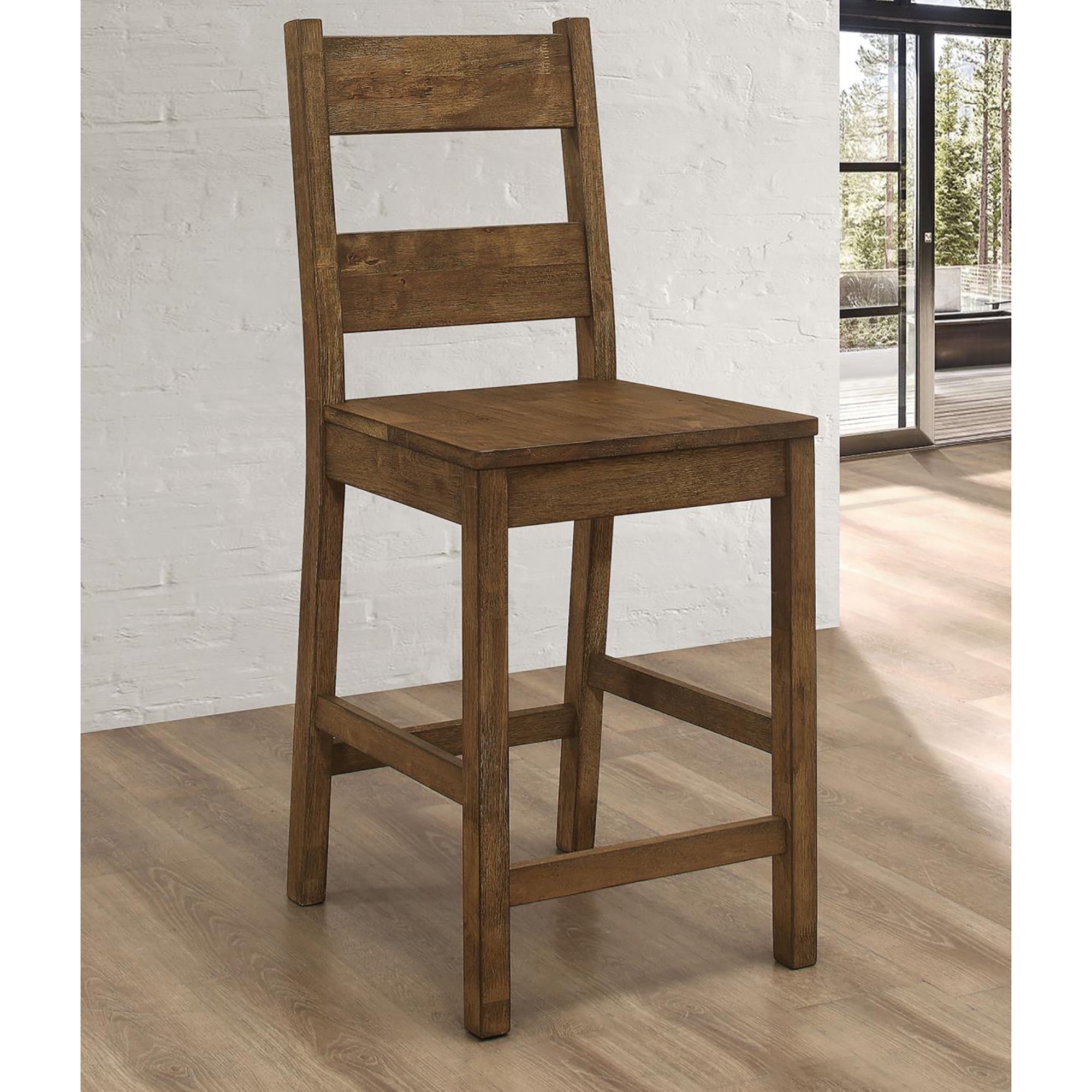 Dining Chairs Rustic Golden Brown Ladder Back Counter Height Stools ...