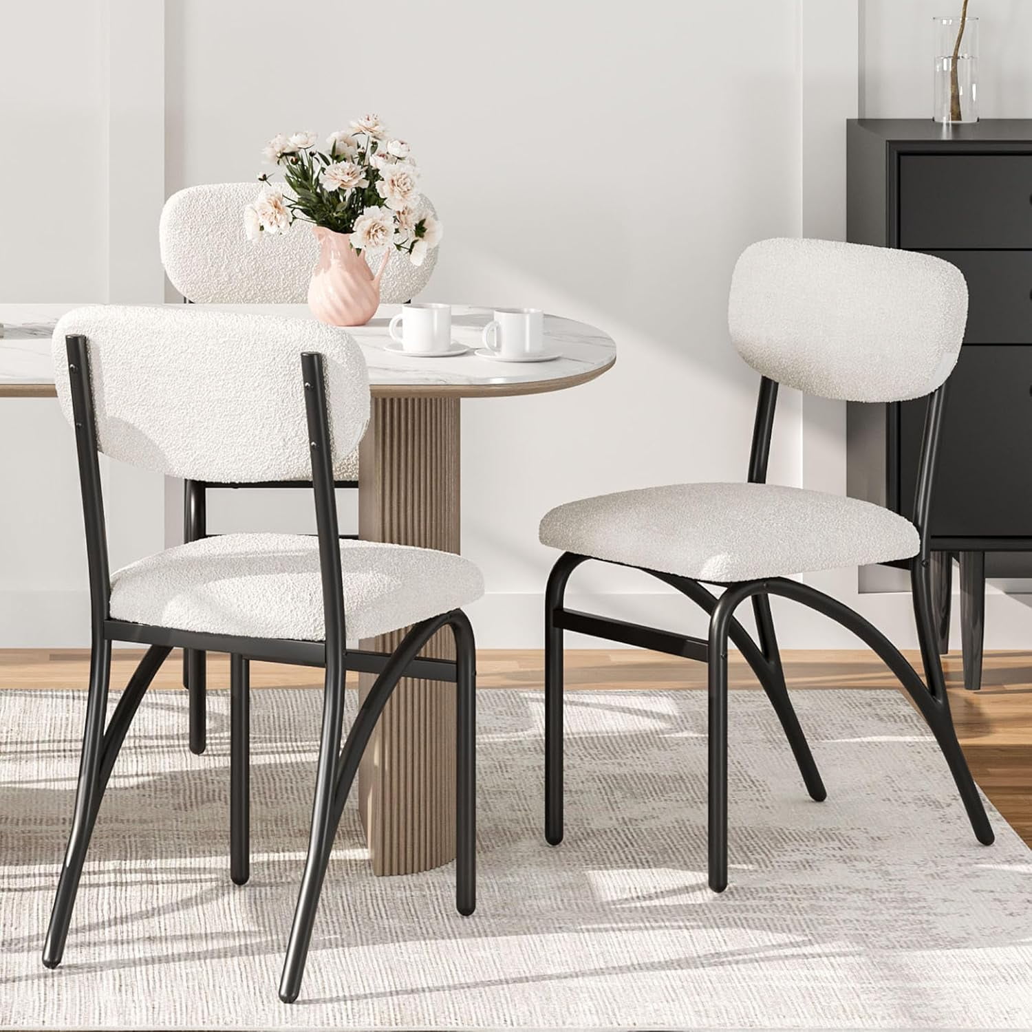 Dining Chairs Set of 2/4, Modern Fabric Upholstered Dining Room Chair ...