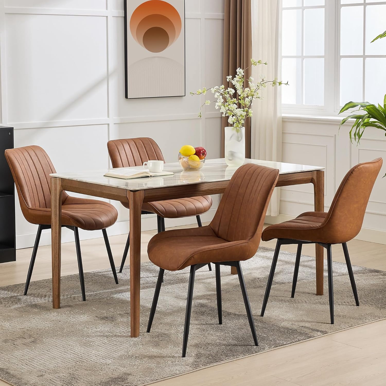 Dining Chairs Set of 2 Black Modern Dining Room Chairs Comfy Backrest ...