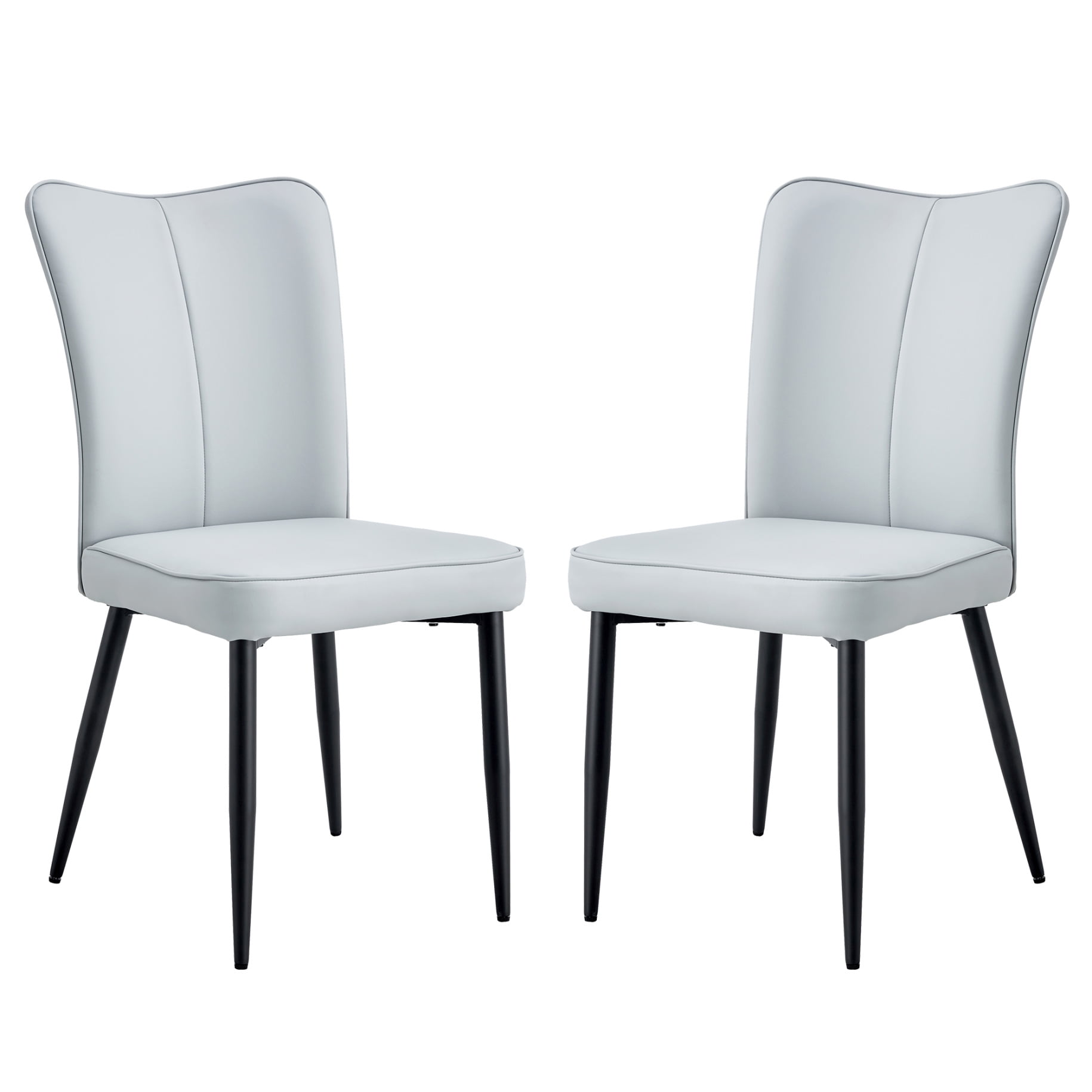 Dining Chairs Set of 2, High Back Armless Side Chair with Metal Legs ...