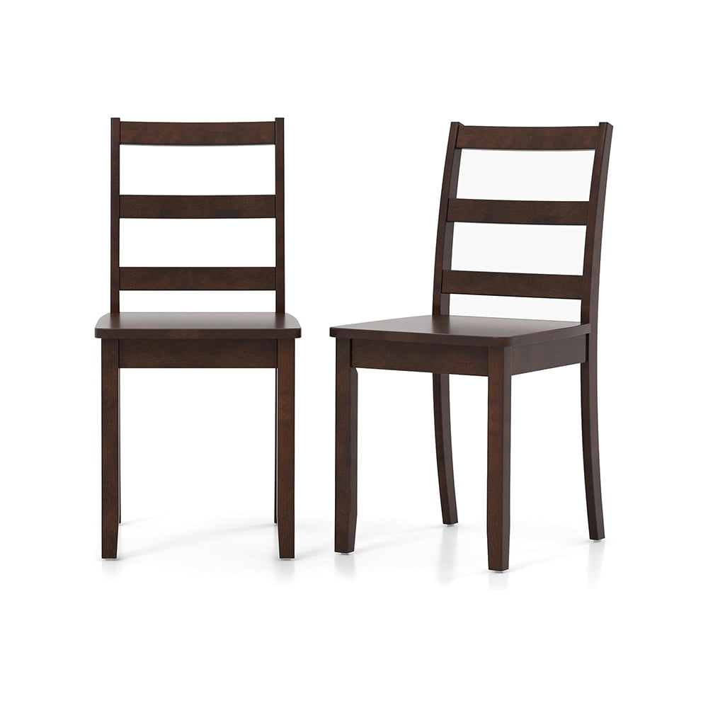 Dining Chairs Set of 2, Ladder Back Side Chairs with Rubber Wood Legs ...