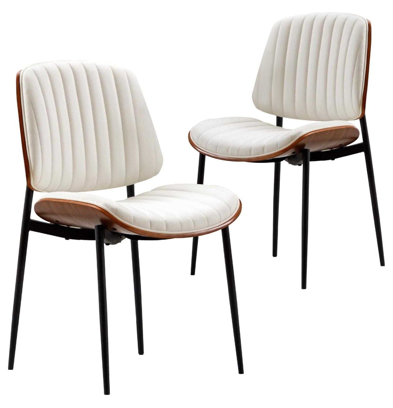 Dining Chairs Set of 2, Modern Pu Leather Dining Chair with Walnut ...