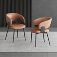 Dining Chairs Set of 2, Modern Upholstered Faux Leather Dining Room ...