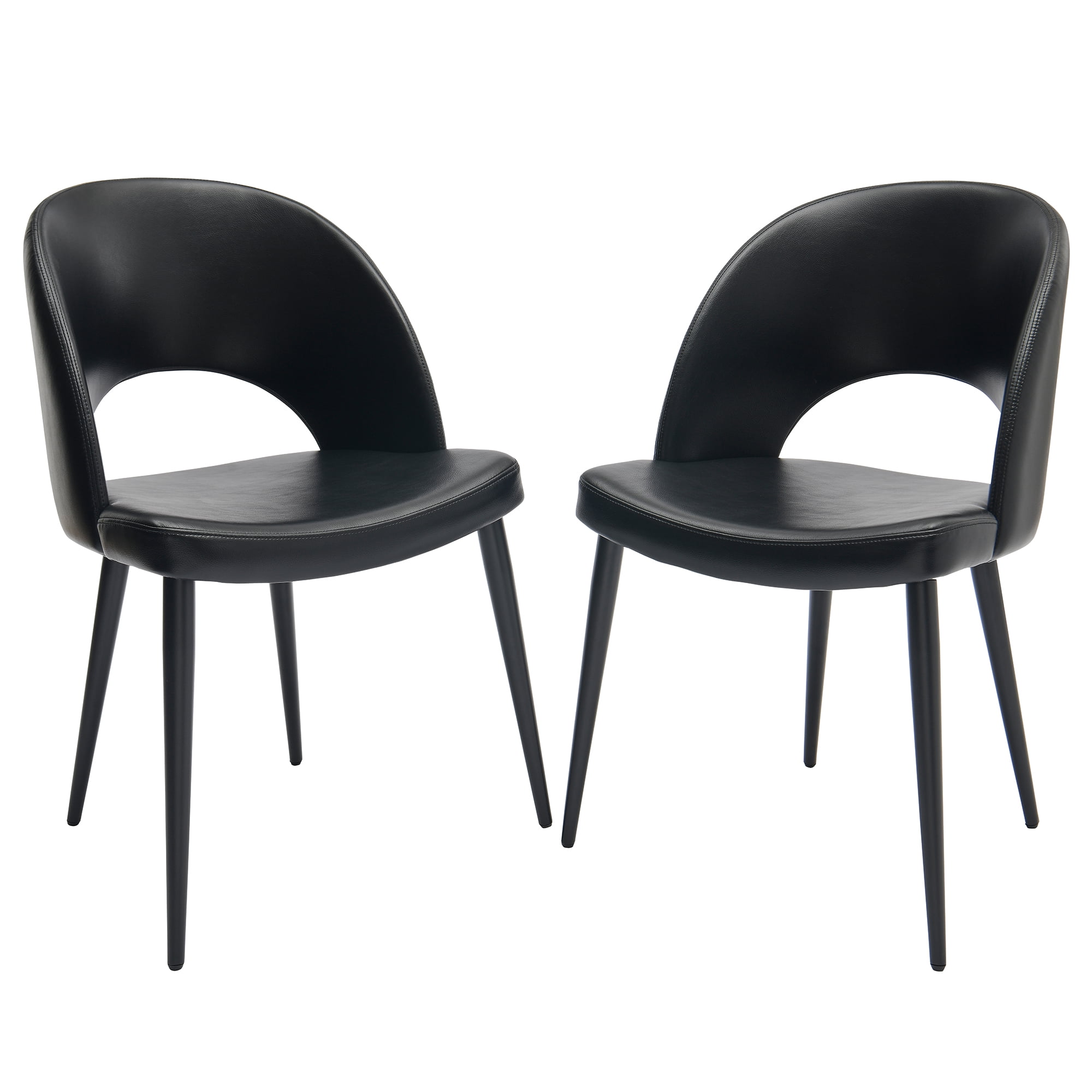 Dining Chairs Set of 2, PU Leather Kitchen Chairs with Stable Steel ...