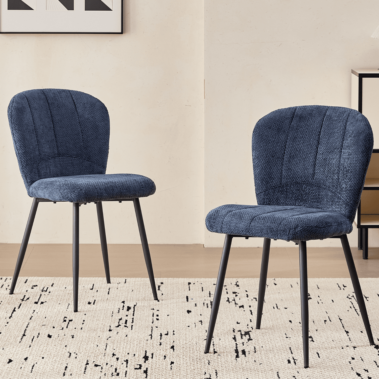 Dining Chairs Set of 2, Upholstered Chenille Fabric Kitchen Chairs With ...