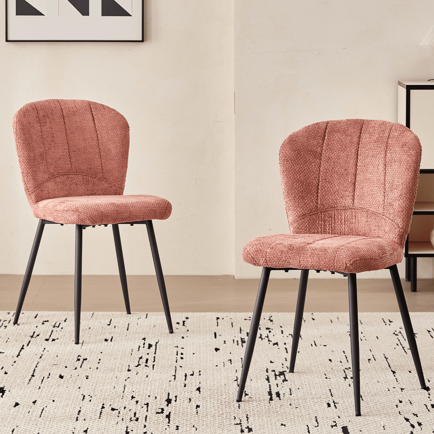 Dining Chairs Set of 2, Upholstered Chenille Fabric Kitchen Chairs With ...