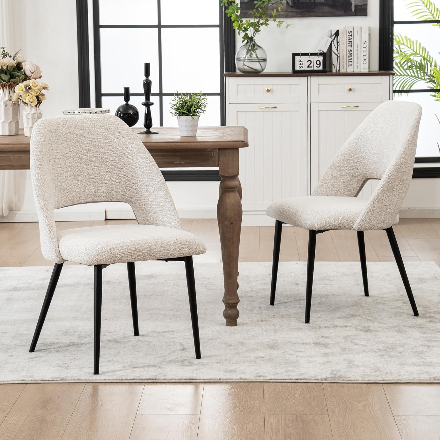 Dining Chairs Set of 2 Upholstered Dining Room Chairs Mid Century ...