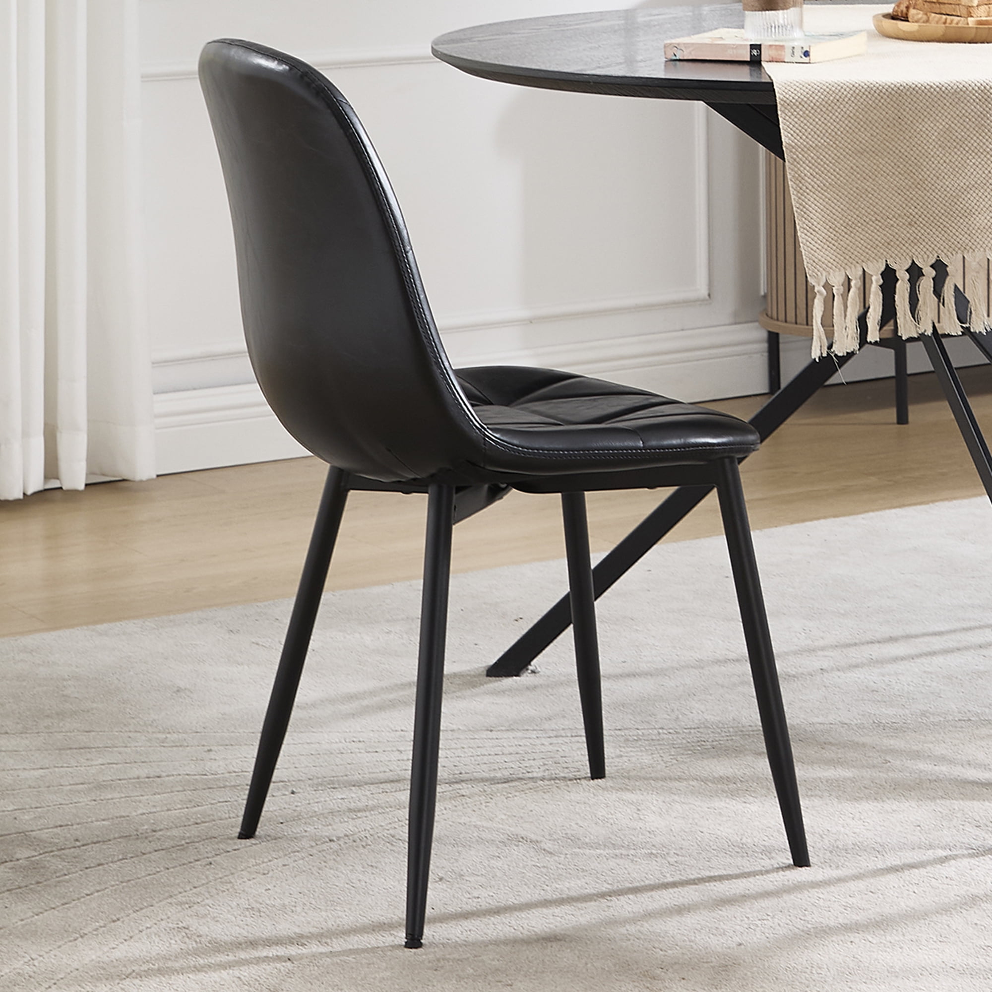 Dining Chairs Set of 2, Upholstered Faux Leather Dining Room Chairs, Modern Kitchen Chairs with ...