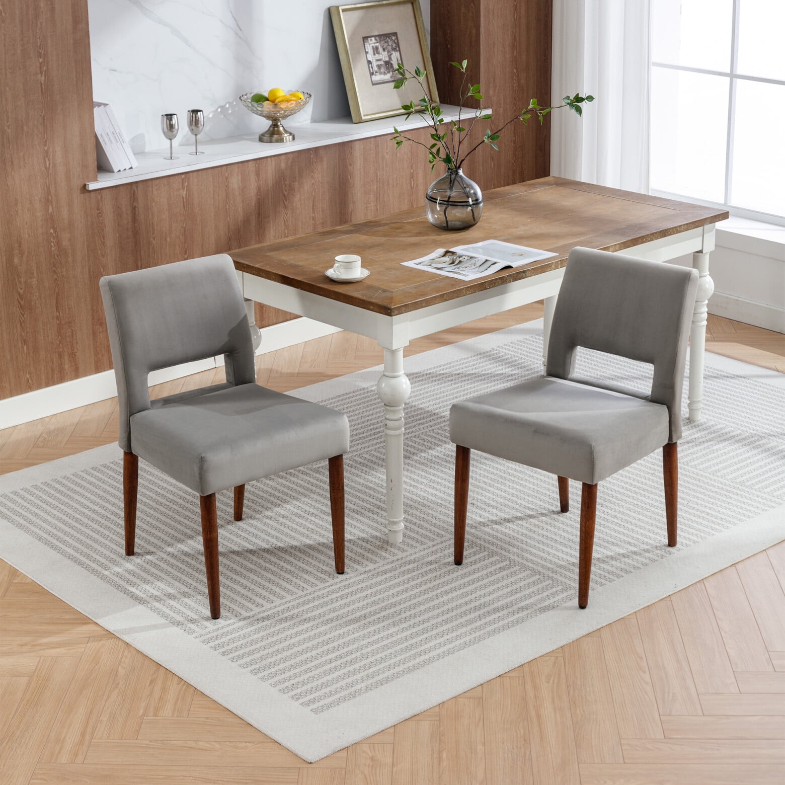 Dining Chairs Set of 2, Upholstered Kitchen Dining Room Chairs with ...