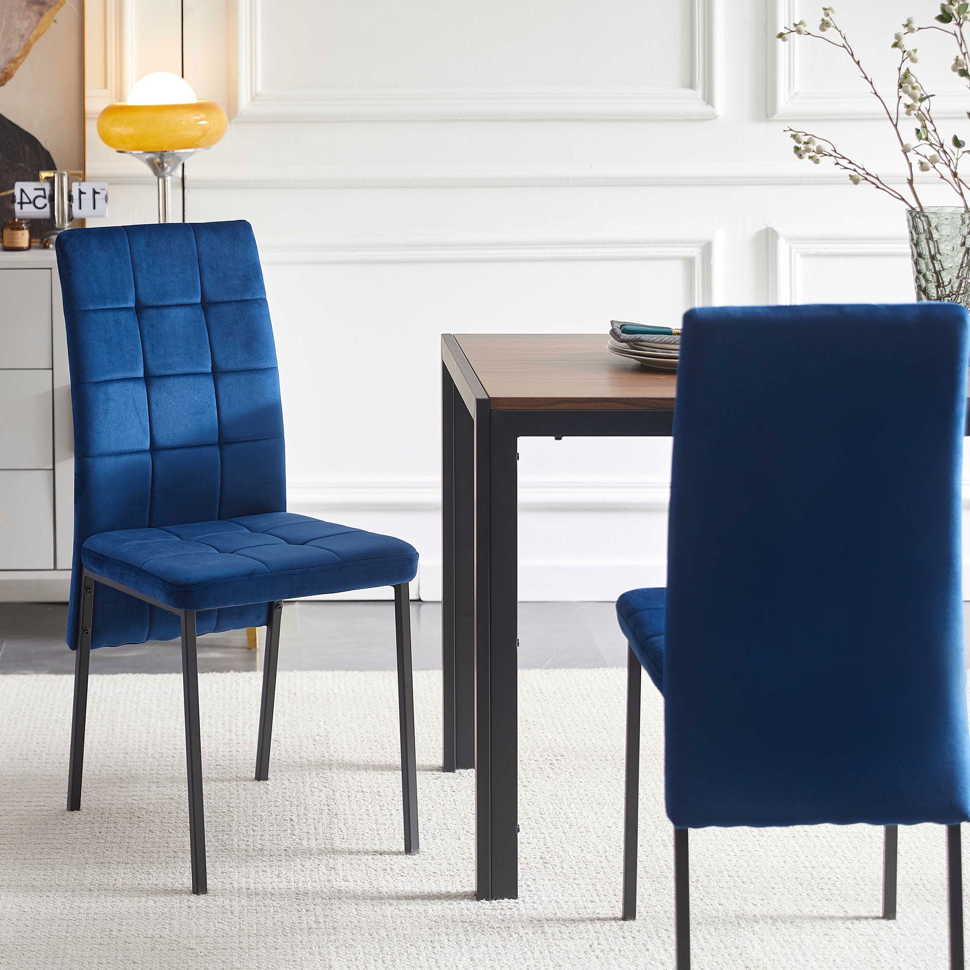 Dining Chairs Set of 2, Velvet Upholstered Accent Chairs with Tufted ...