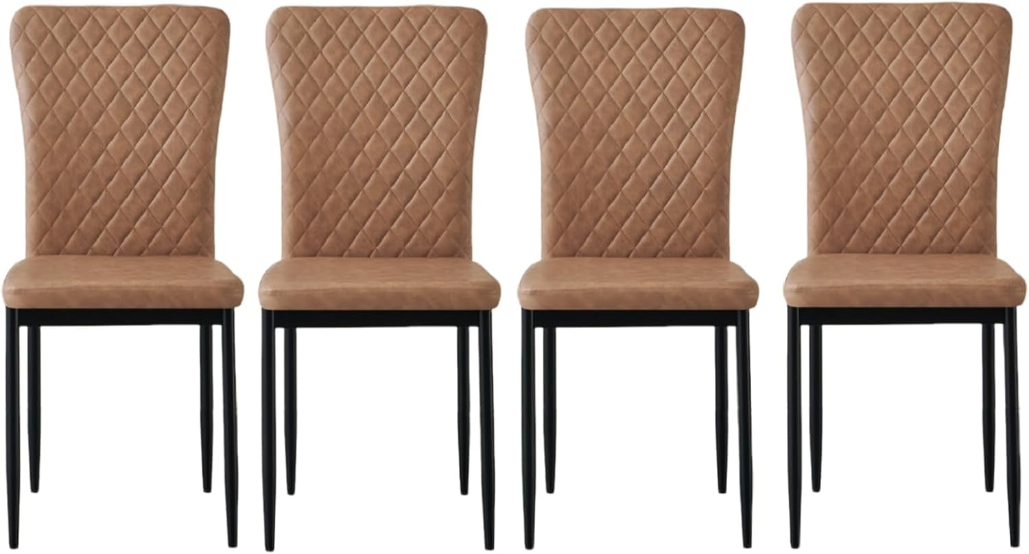 Dining Chairs Set of 4 Faux Leather Upholstered Padded Seat Tufted ...