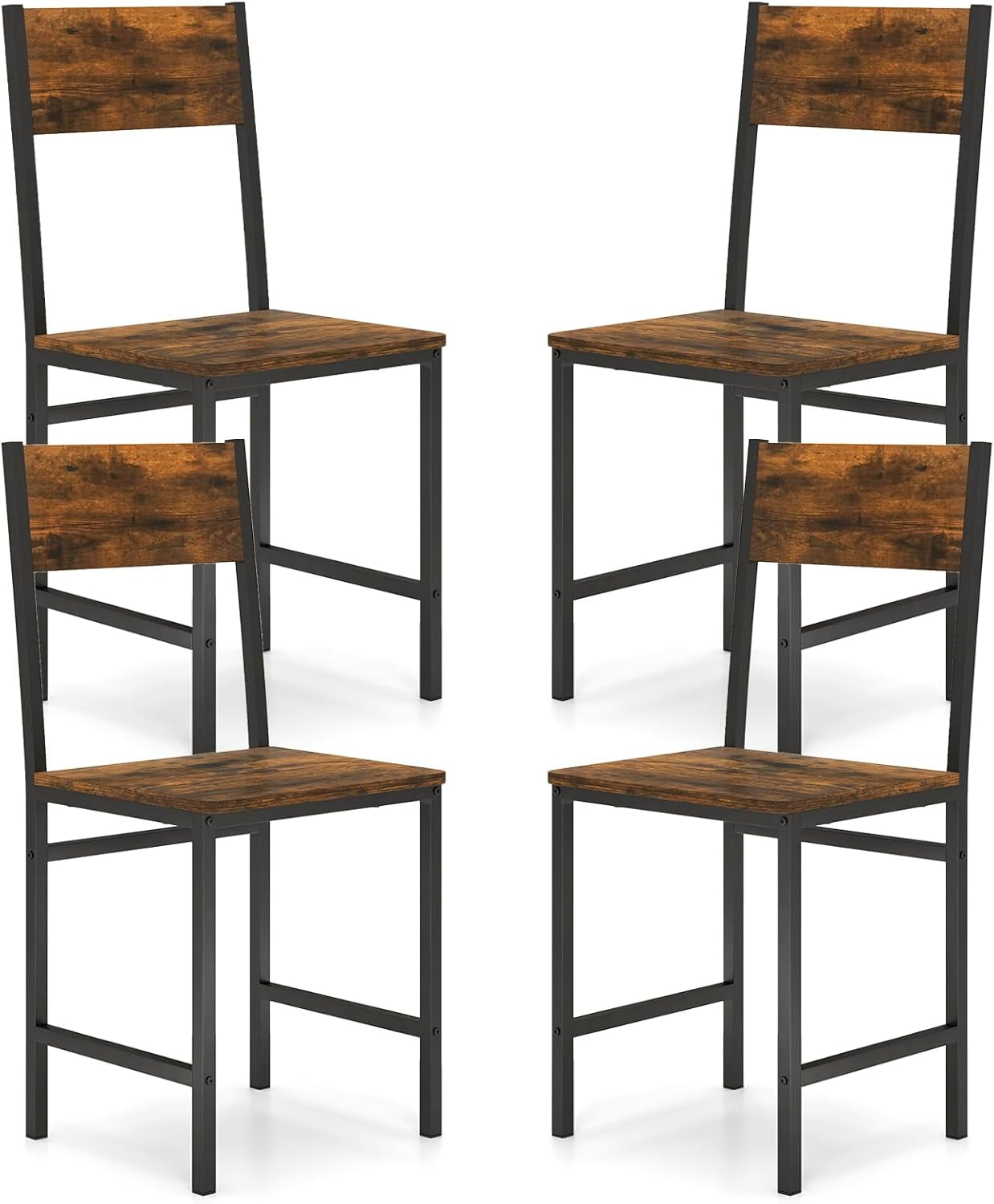 Dining Chairs Set of 4, Industrial Kitchen Chairs with Metal Legs ...