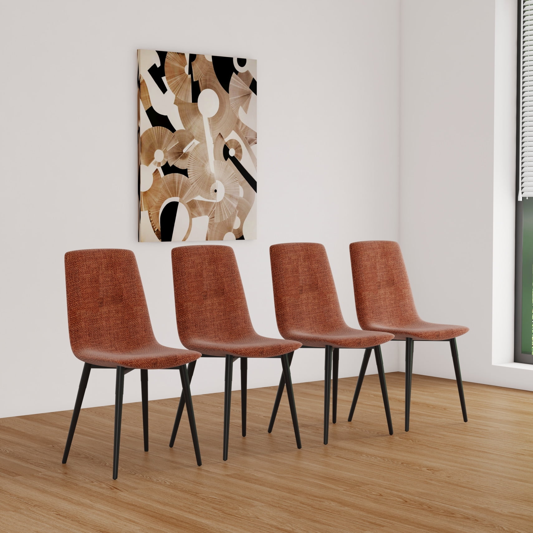 Dining Chairs Set of 4 with Metal Legs, Modern Linen Upholstered ...