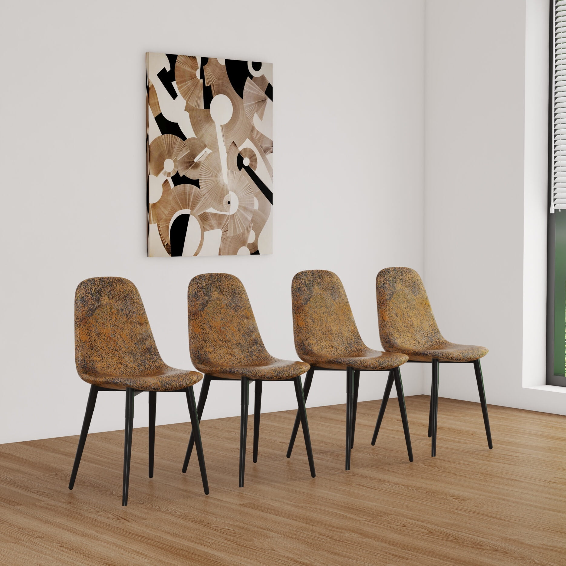 Dining Chairs Set of 4 with Metal Legs, Modern Suede Upholstered ...