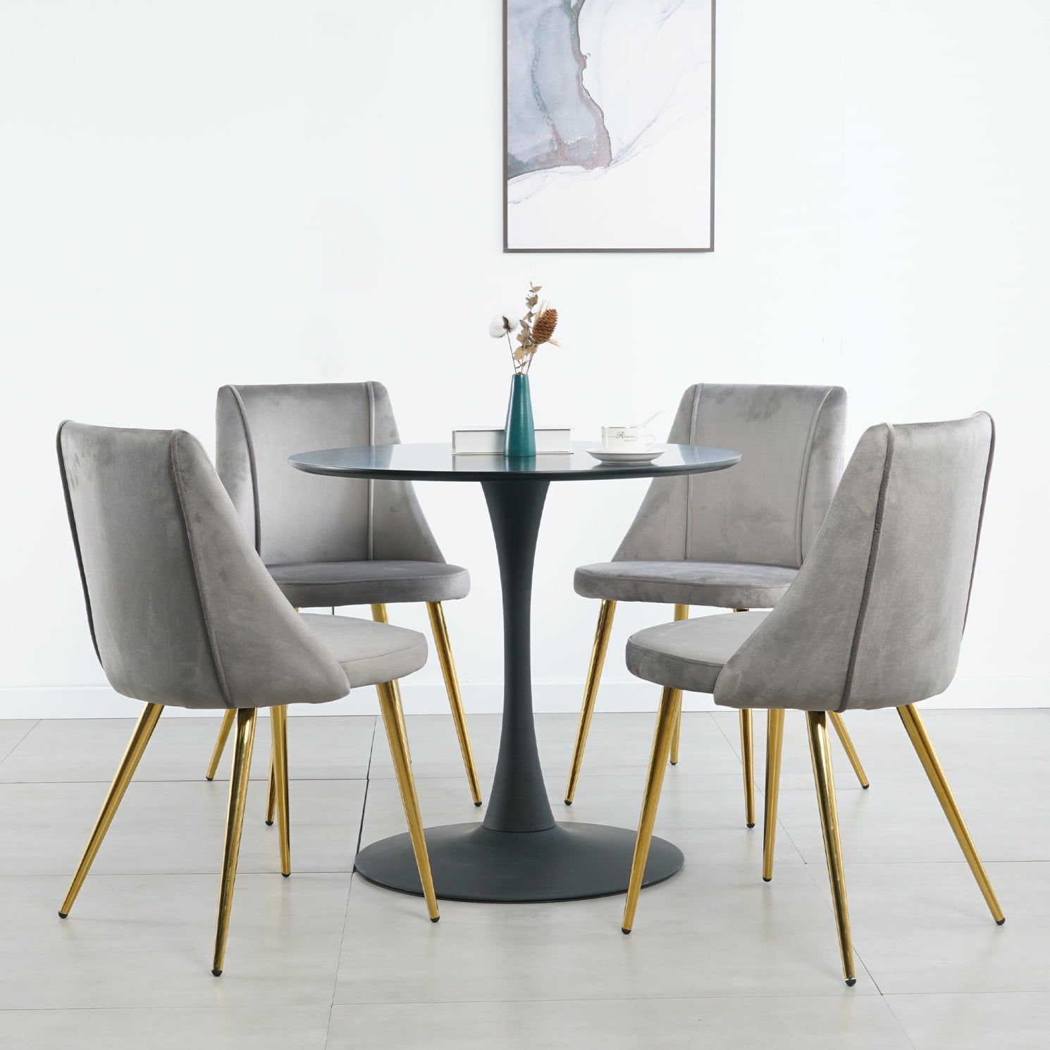 Dining Chairs Set of 4, Mid-Century Modern Dining Chairs, Velvet ...