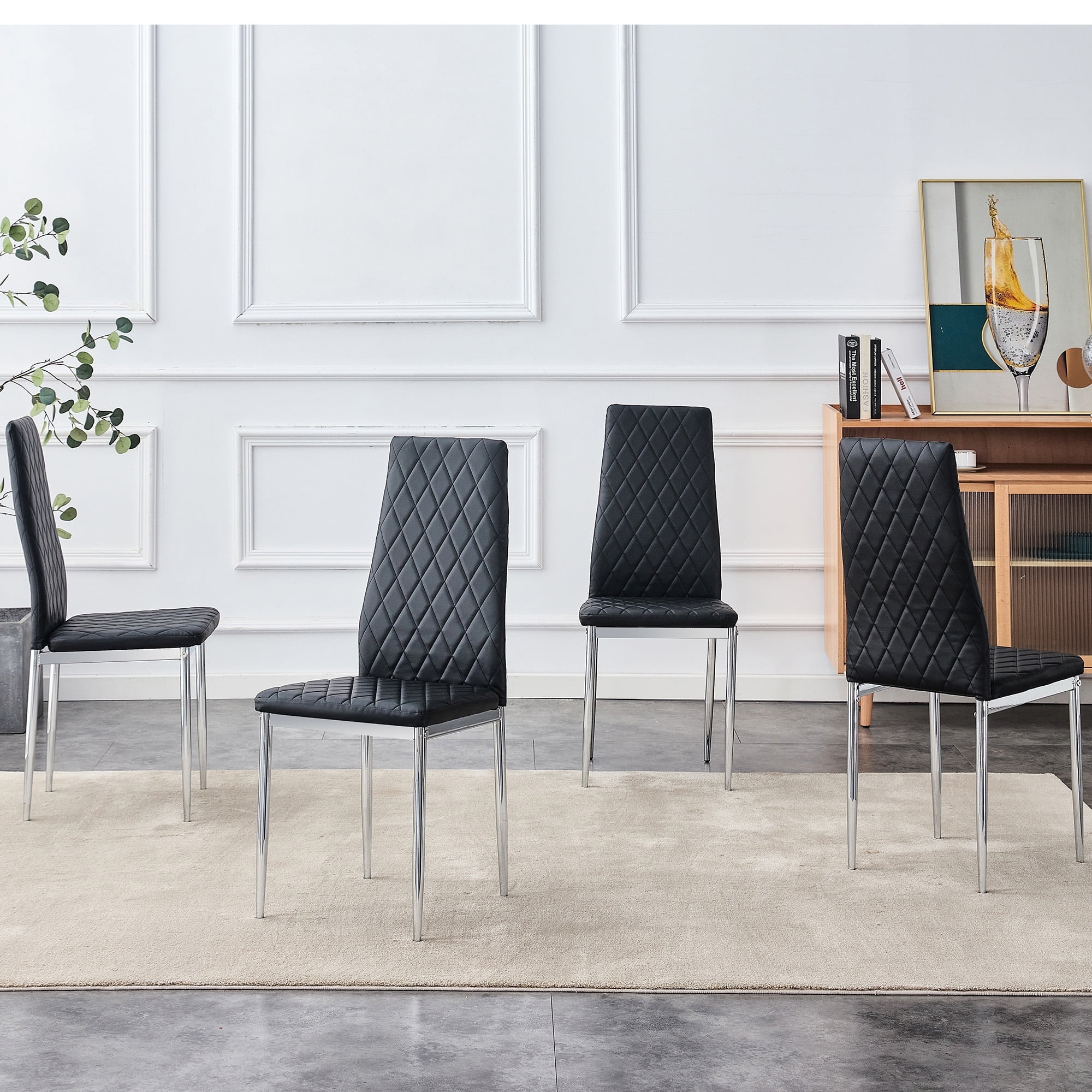 Dining Chairs Set of 4 Modern Dining Room Chairs Leather Upholstered ...