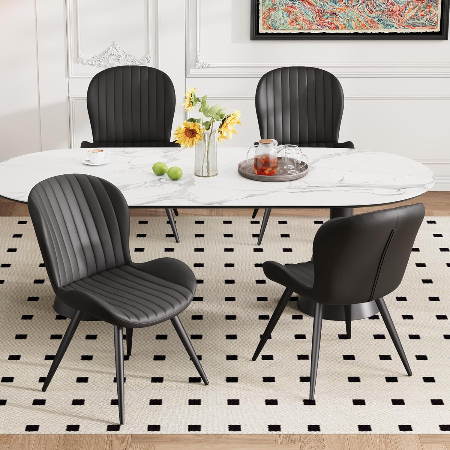 Dining Chairs Set of 4 Modern Fabric Dining Room Chairs Upholstered ...