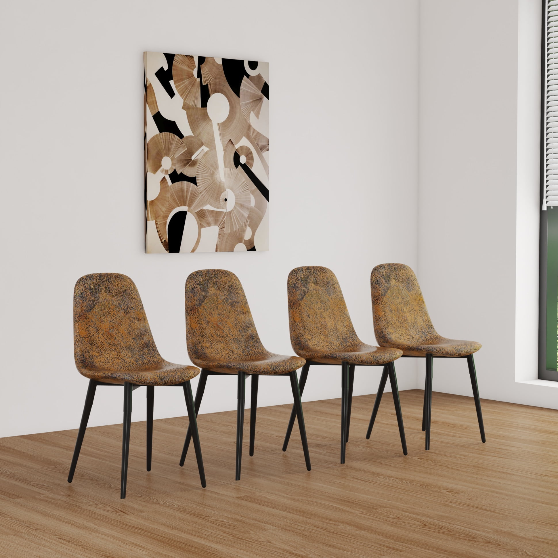 Dining Chairs Set of 4, Modern Industrial Chairs with Soft Suede Fabric ...