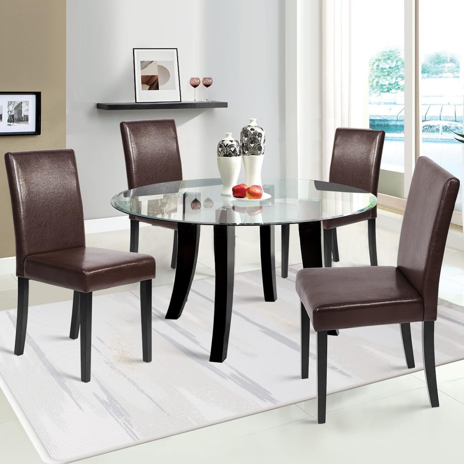 Dining Chairs Set Of 4 PU Leather Upholstered Modern Parsons Chairs Dining Chairs Set Of 4 PU Leather Upholstered Modern Parsons Chairs