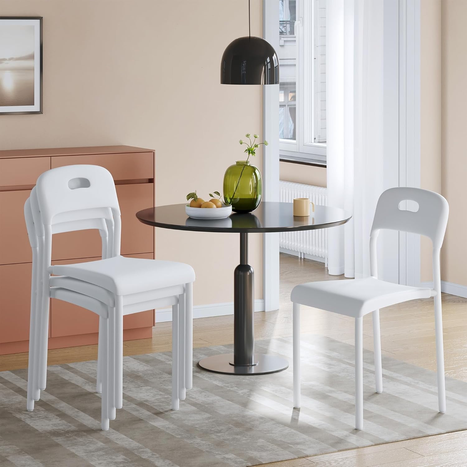 Dining Chairs Set of 4, Stackable Modern Kitchen Chairs, Plastic Dining ...