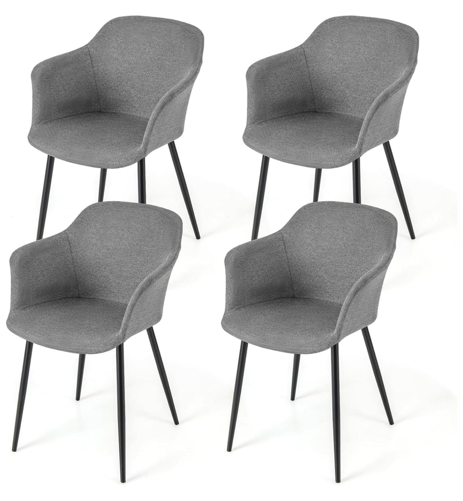 Dining Chairs Set of 4, Upholstered Kitchen Chairs with Arms, Dining Room Chairs with Metal ...