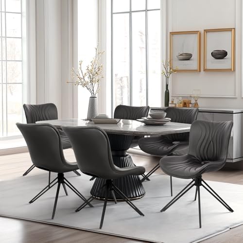 Dining Chairs Set of 6, 360° Swivel Upholstered Mid- Modern Kitchen ...