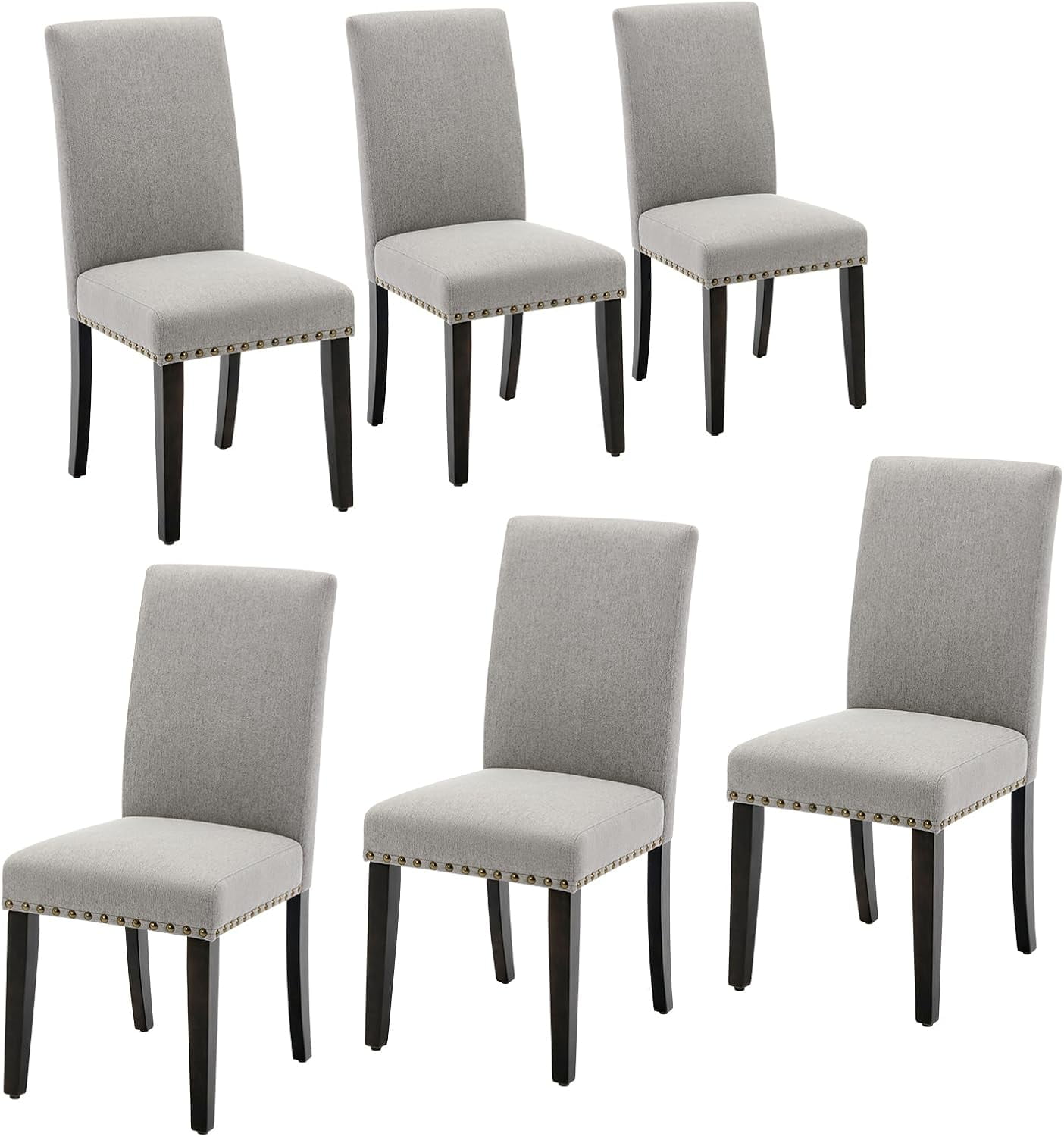 Dining Chairs Set of 6,Modern Fabric Upholstered Ergonomic Chairs with ...