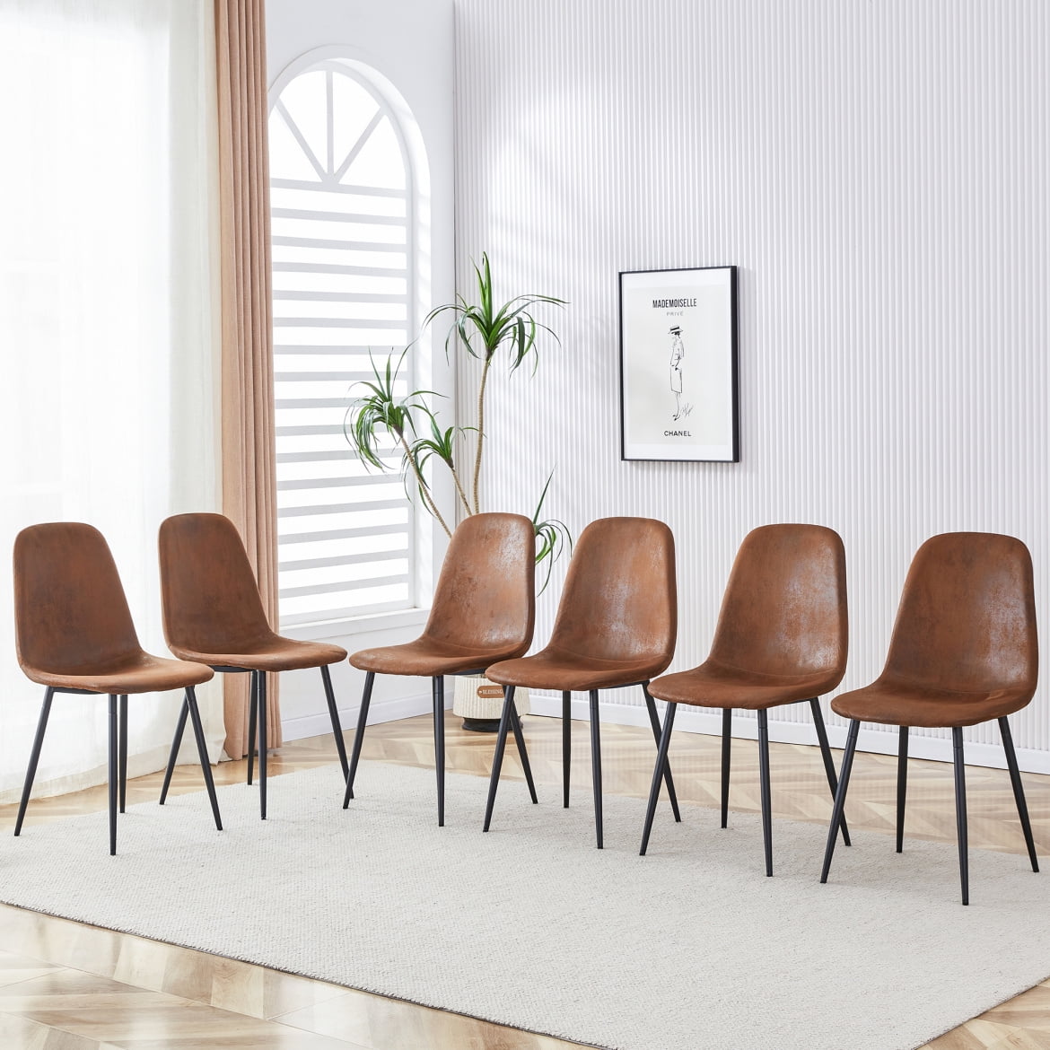 Dining Chairs Set of 6, Modern Kitchen Dining Room Armless Chairs ...