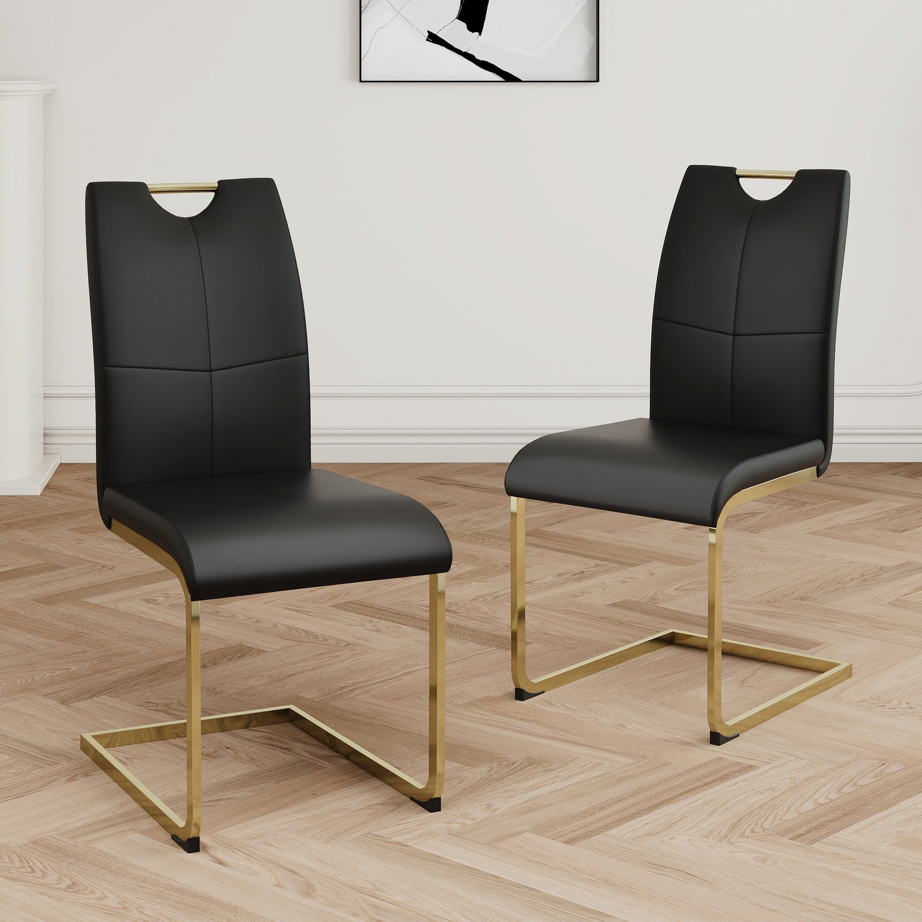 Dining Chairs Set | Ergonomic for Pressure Dispersion | PU Seat with ...