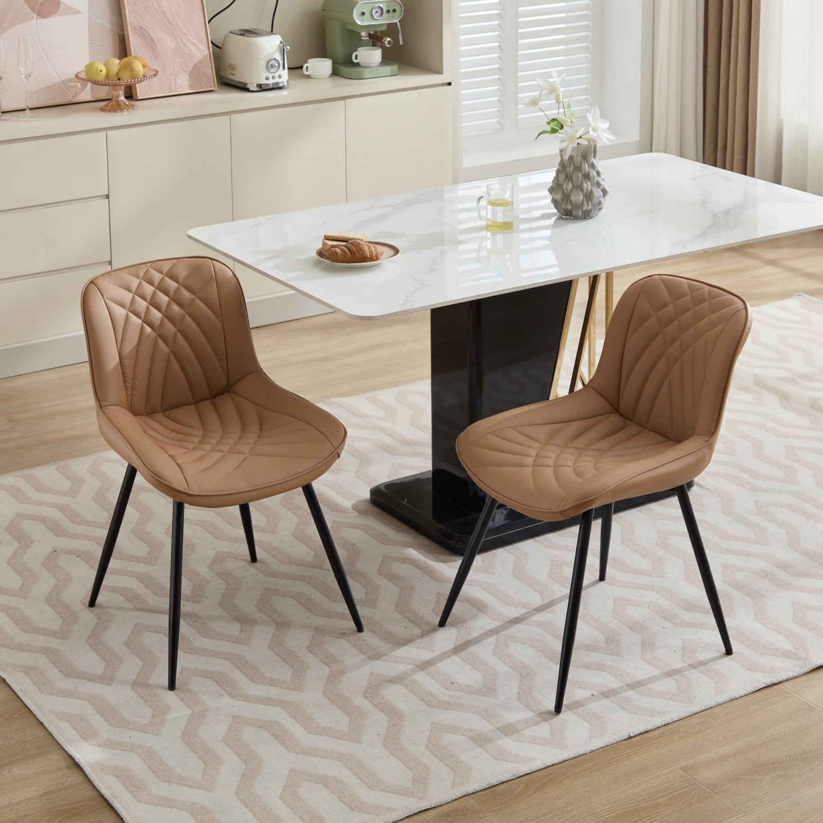 Dining Chairs Set Of 2 Mid Century Modern Kitchen Chair Comfortable ...