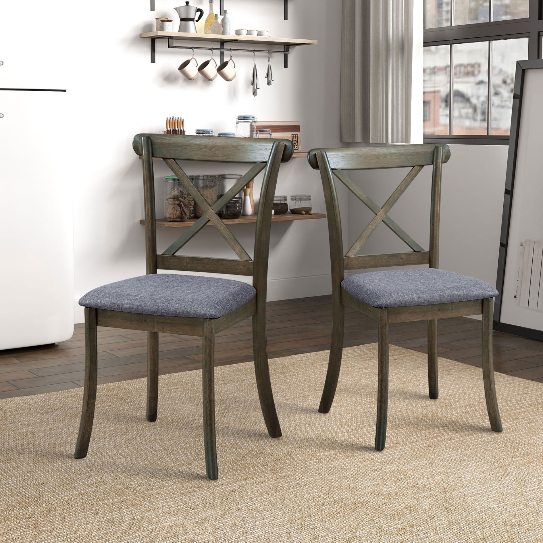 Dining Chairs Set Of 2, Modern Fabric Upholstered Dining Room Chairs ...