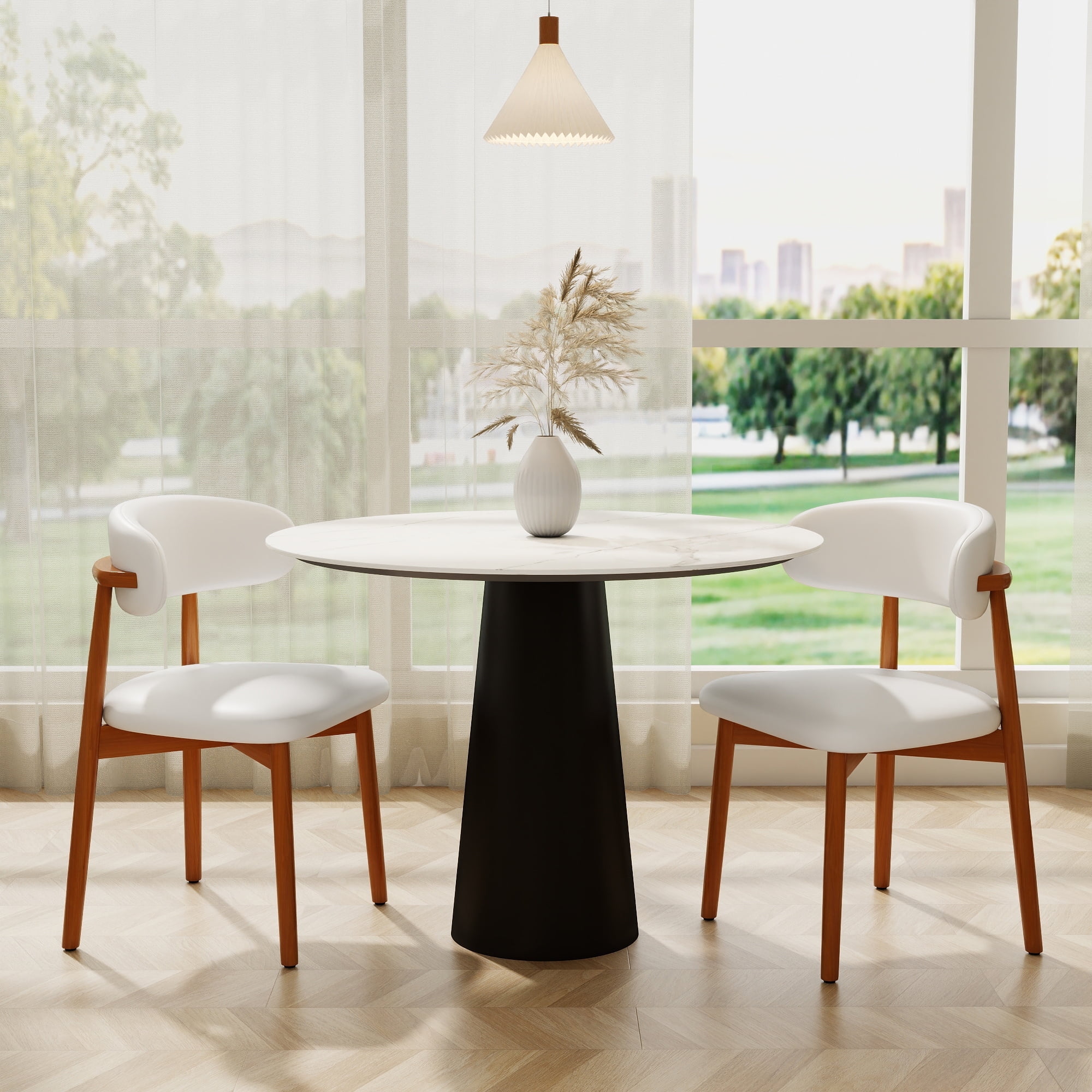 Dining Chairs Set of 2,Boucle Upholstered Modern Mid Century Round ...