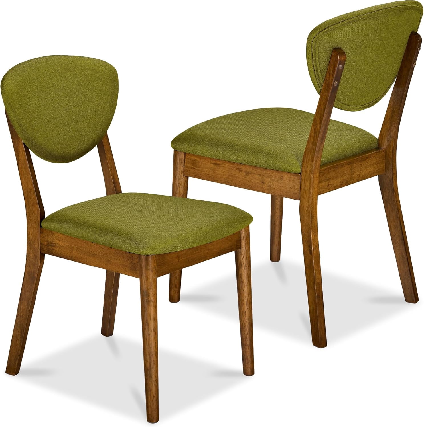 Dining Chairs Set of 2, Mid-Century Modern Upholstered Wood, Armless w ...
