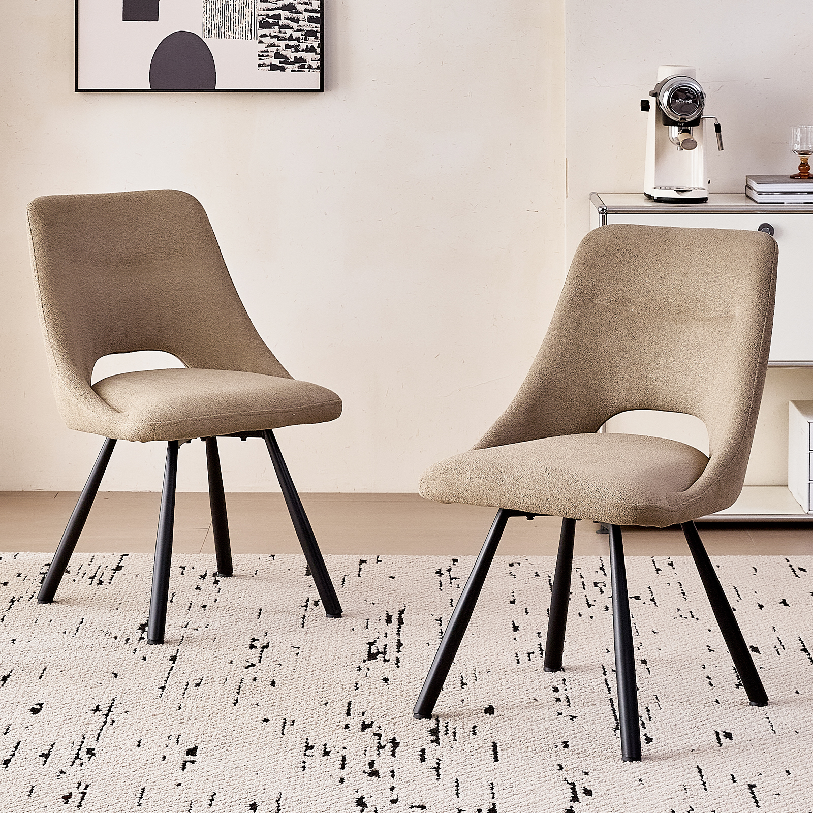 Dining Chairs Set of 2, Modern Boucle Upholstered Kitchen Chair [Cut ...
