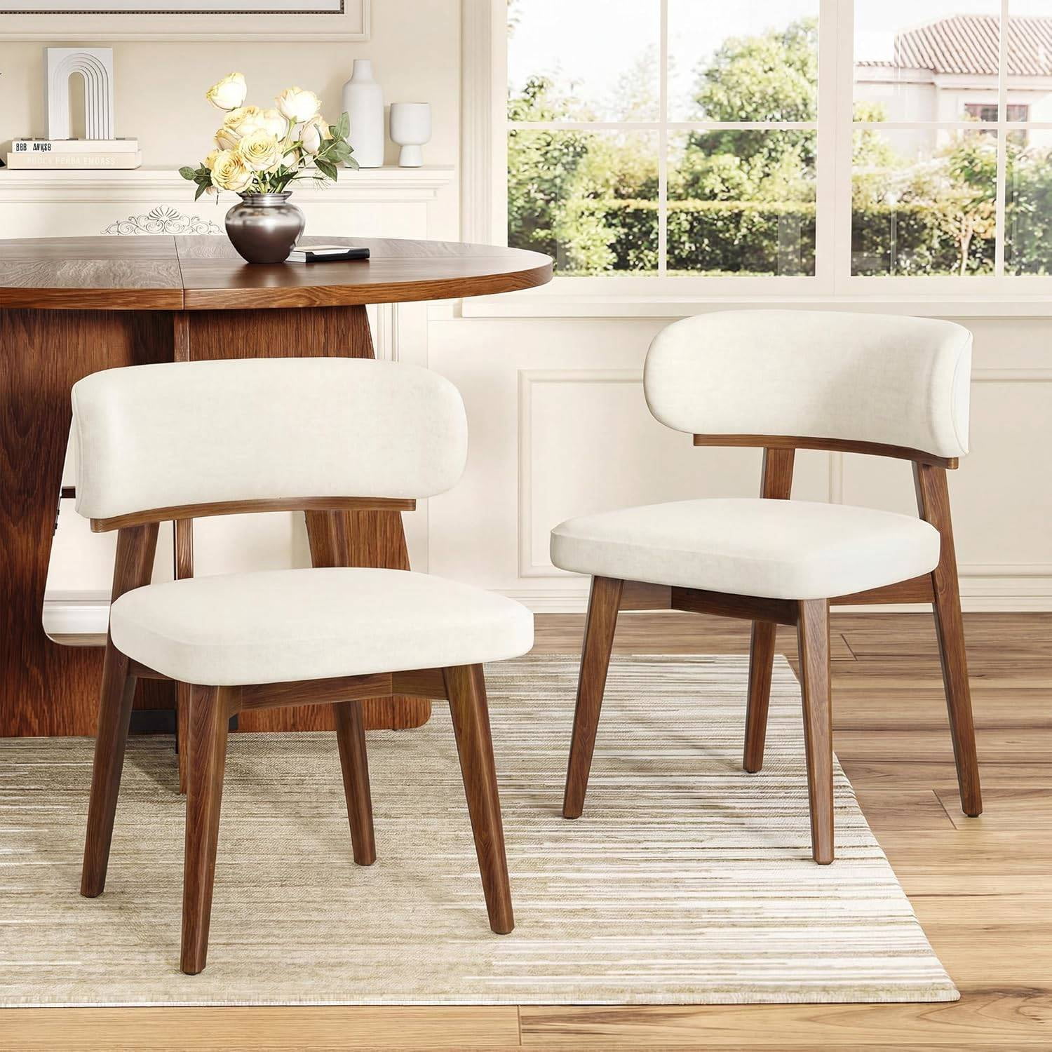 Dining Chairs Set of 2, Modern Upholstered Dining Chairs with Ergonomic ...