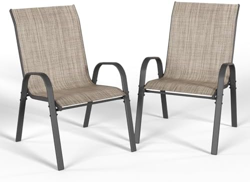 Dining Chairs Set of 2, Outdoor Stackable Dining Chairs High Back ...