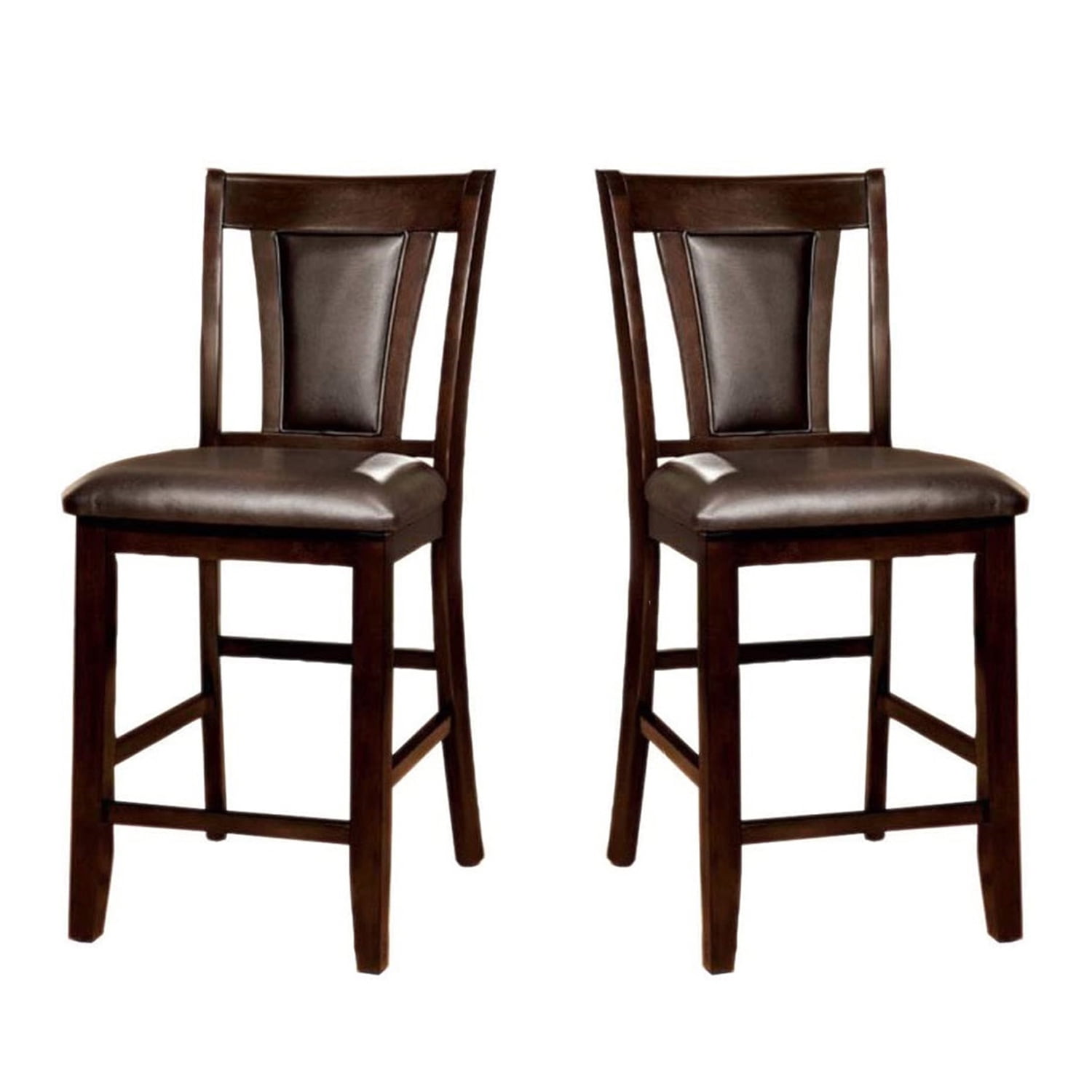 Dining Chairs Set of 2 Padded Espresso Leatherette Counter Height ...