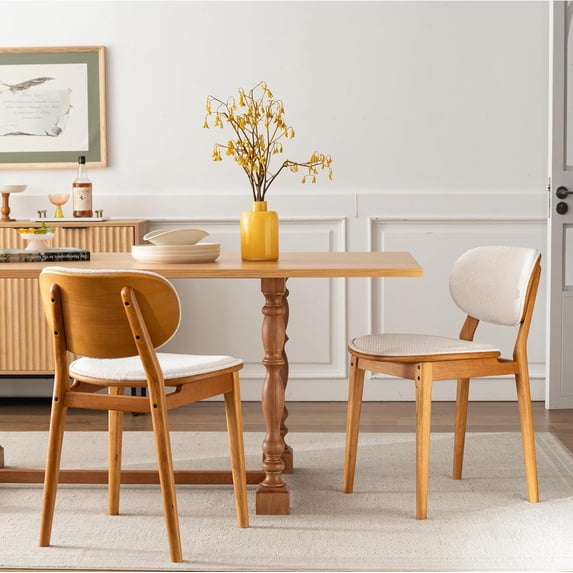 ANHDAH Dining Chairs Set of 2, Solid Wood Frame with Cushioned Seat ...