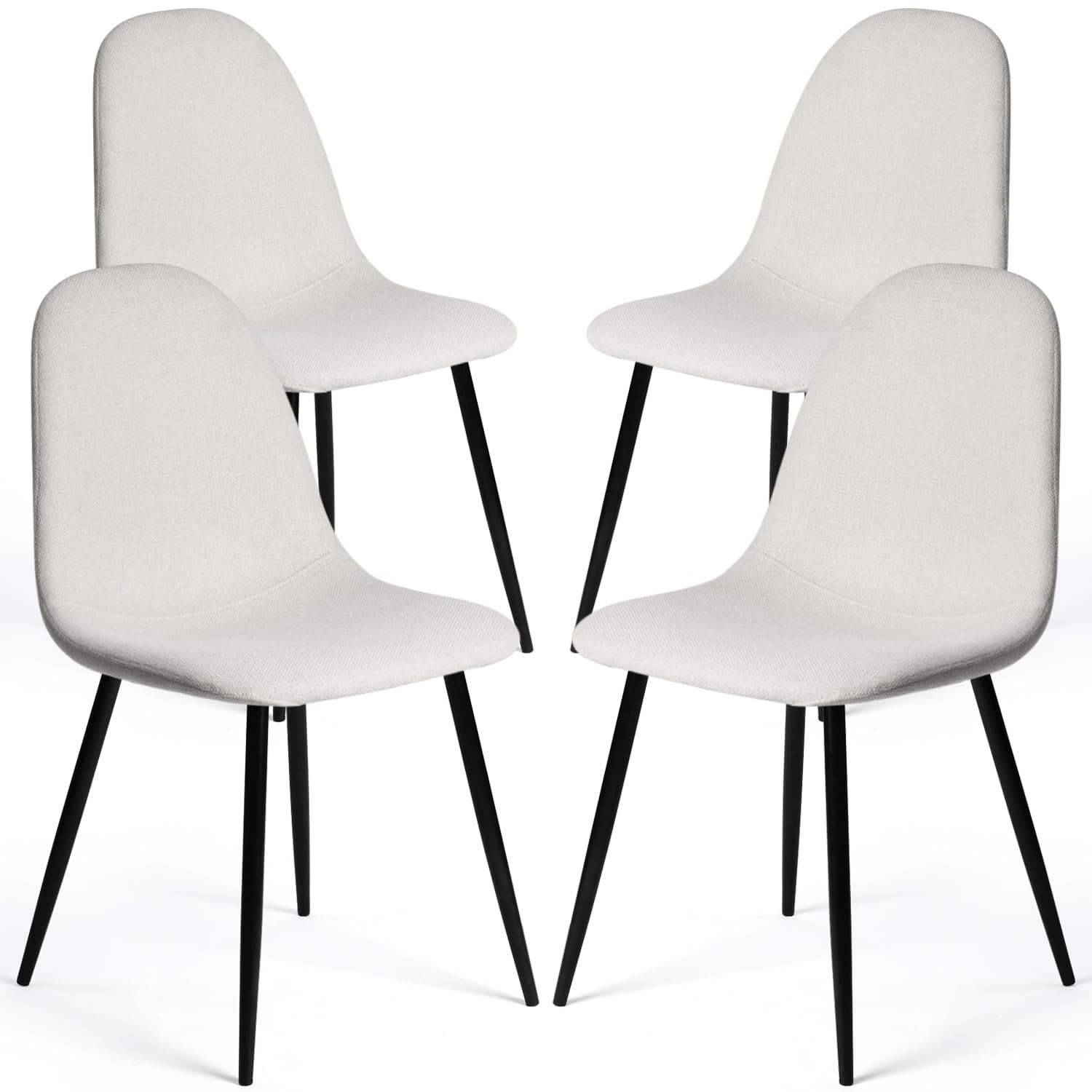 Dining Chairs Set of 4 Comfy Fabric Side Seating Kitchen Chairs with ...