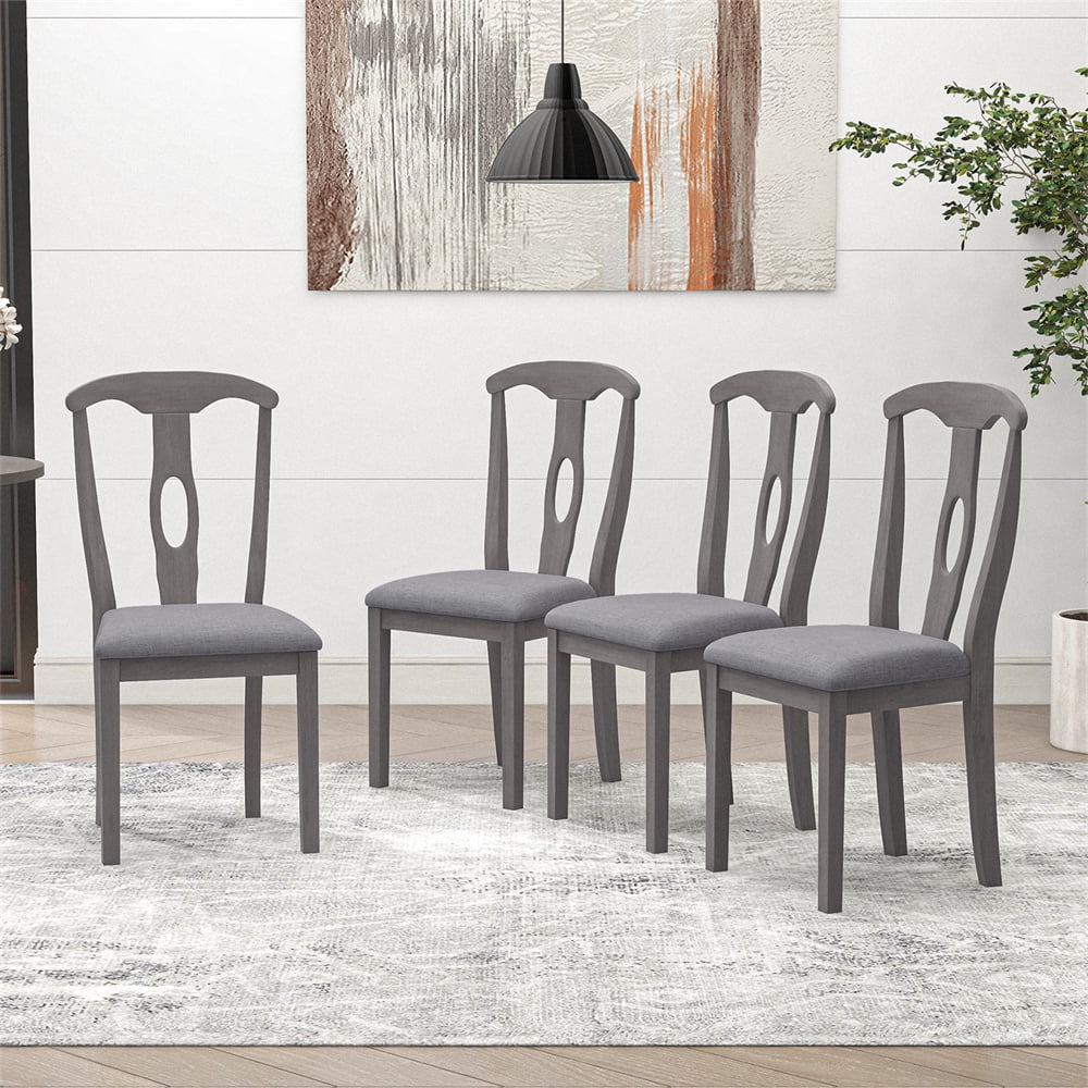 Dining Chairs Set of 4, Farmhouse Style Wooden Padded Dining Chairs ...