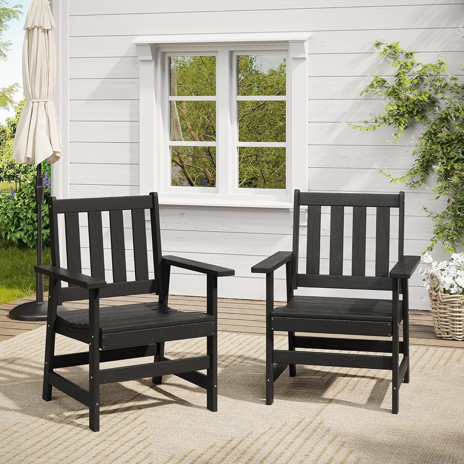 Dining Chairs Set of 4, HDPE Weather Resistant Balcony Chairs ...