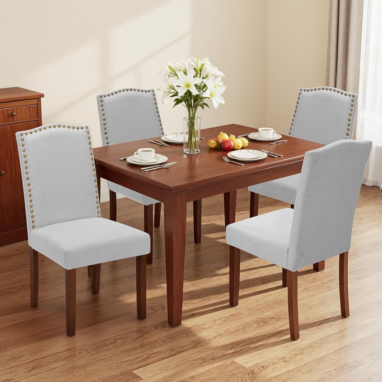 Dining Chairs Set of 4, Moden Kitchen Table Chairs with Wooden and ...